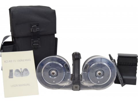 AR15 100 Round Dual Drum Mag with Clear Cover, .223/5.56