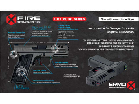 Ermox Defense XFIRE 9mm, Fiber Sights, (2)15rd Mags, Glock Comp TK670-F1