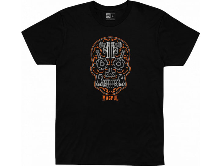 Magpul Mag1217001s Sugar Skull Mens T Shirt Black Short Sleeve Small