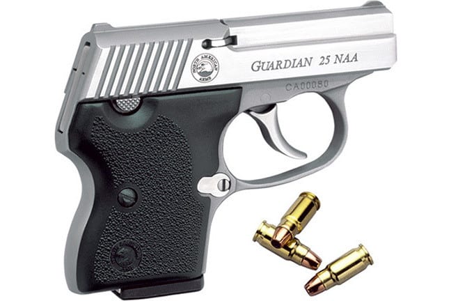 North American Arms 25NAA Guardian 25NAA 2.19 SS DAO Rubber Grip 6rd