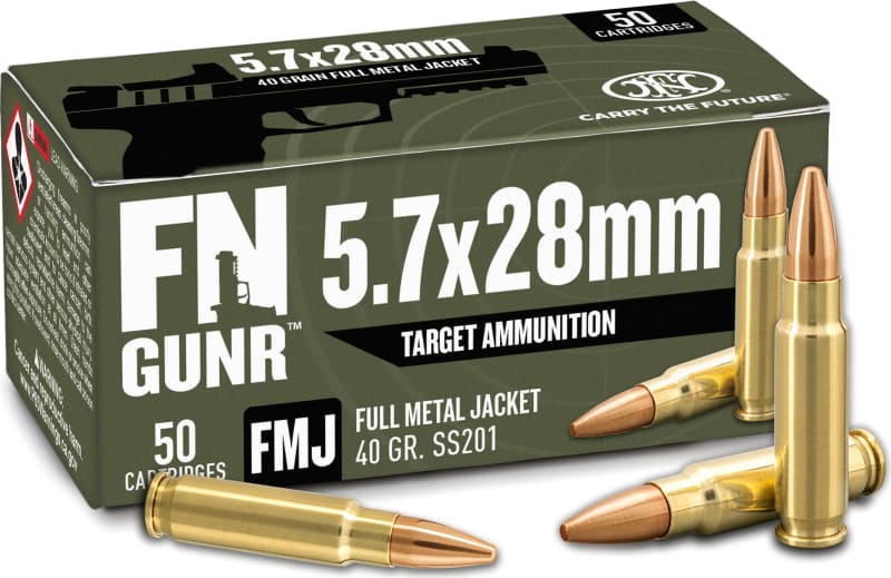 FN GUNR Target Handgun Ammunition 5.7x28mm 40 gr FMJ 2040 fps 50/ct