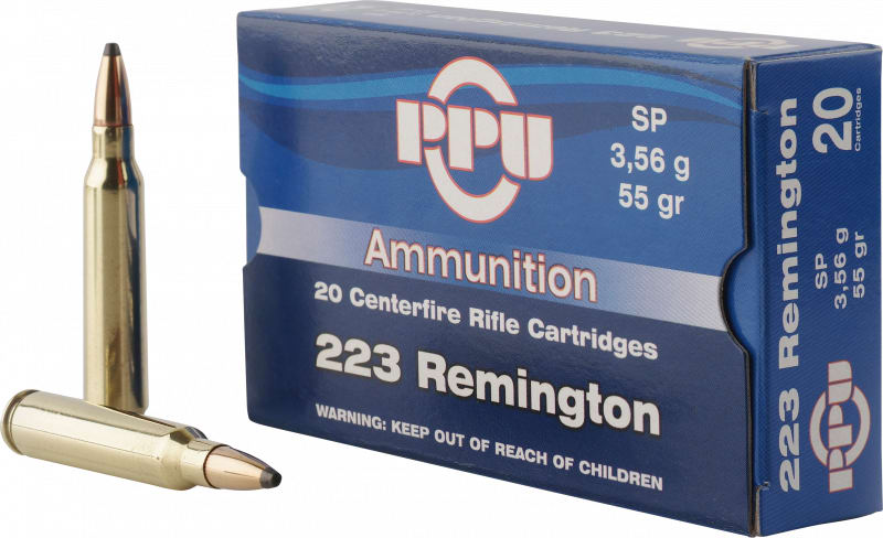 PPU PP223S Standard Rifle .223/5.56 NATO 55 GR Soft Point - 20rd Box
