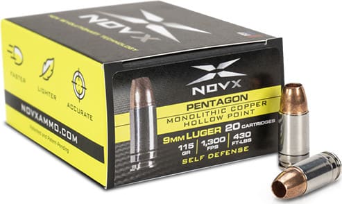Novx Ammo 9mm Luger 115 GR Pentagon - 20rd Box