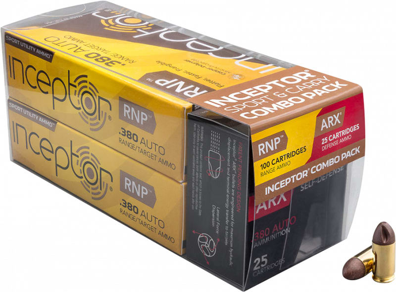 Inceptor 380RNPARX Sport & Carry 380 ACP 60/56 GR RNP/ARX - 125rd Box