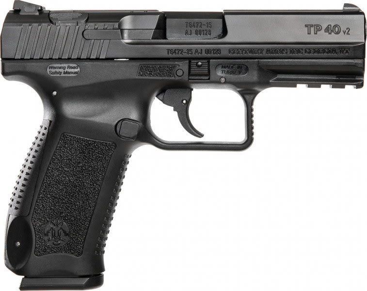 Century TP40V2 DA/SA 40 S&W 4" 13+1 Black Interchangeable Backstrap